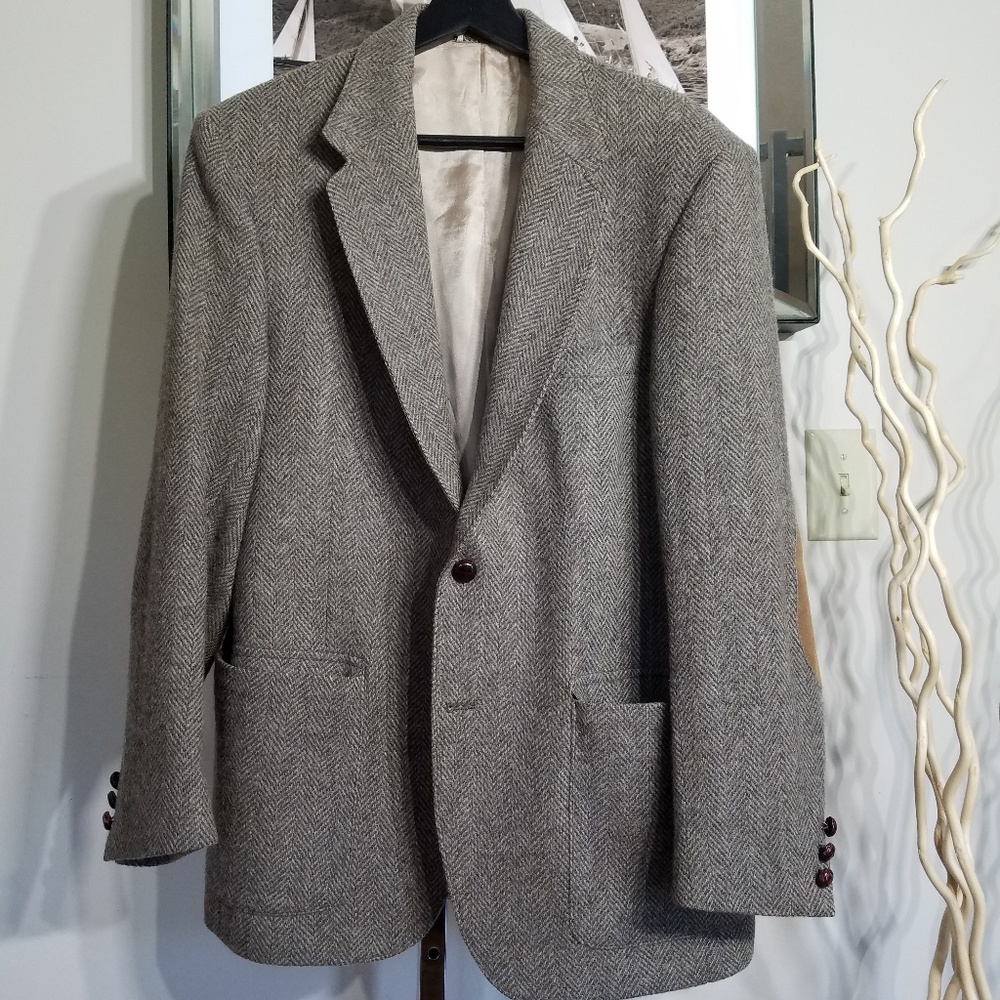 Vintage Tweed Jacket With Elbow Patch Size 40r - Gem